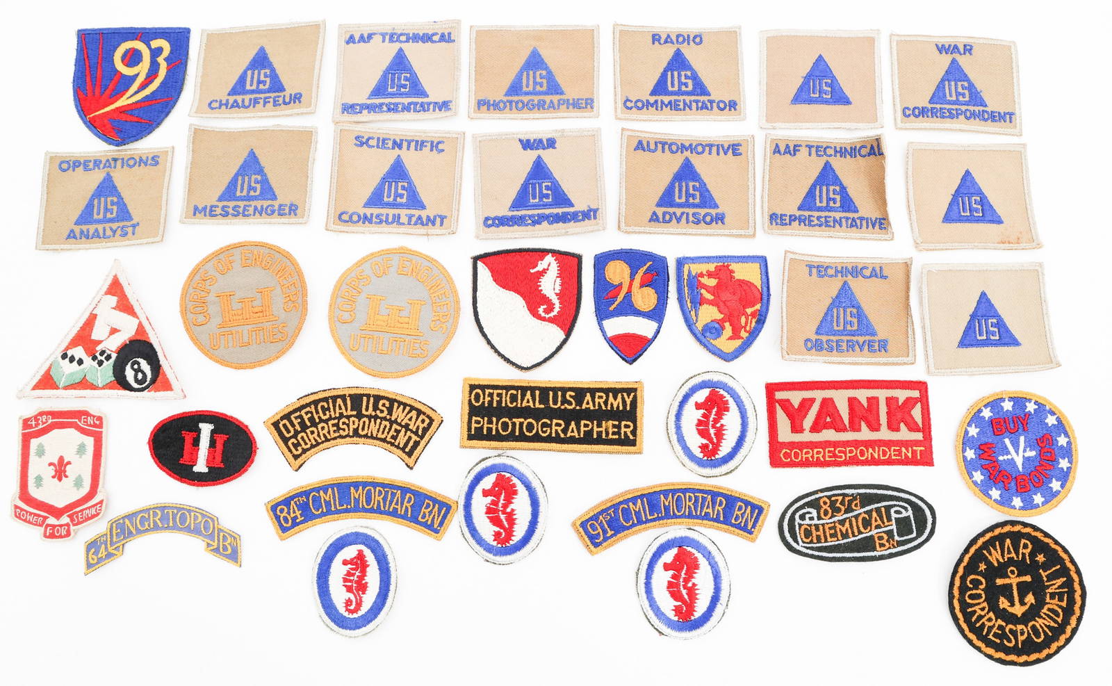 Wwii Us Army Mortar & Engineer Patches Auction