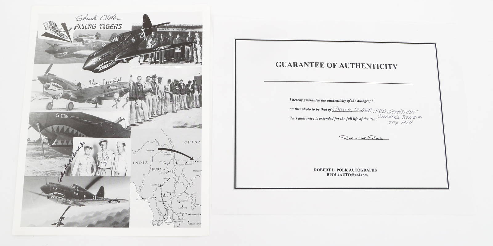 Wwii Us Avg Flying Tigers Pilot Signed Photo Print Auction