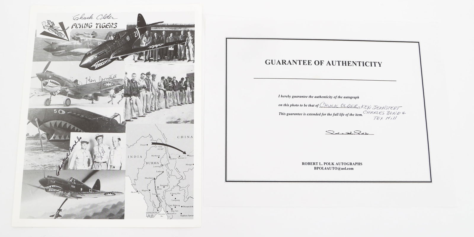 Wwii Us Avg Flying Tigers Pilot Signed Photo Print Auction