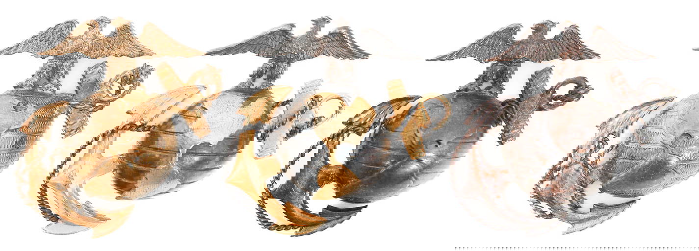 Wwi Usmc Officer Dress & Service Ega Cap Badges