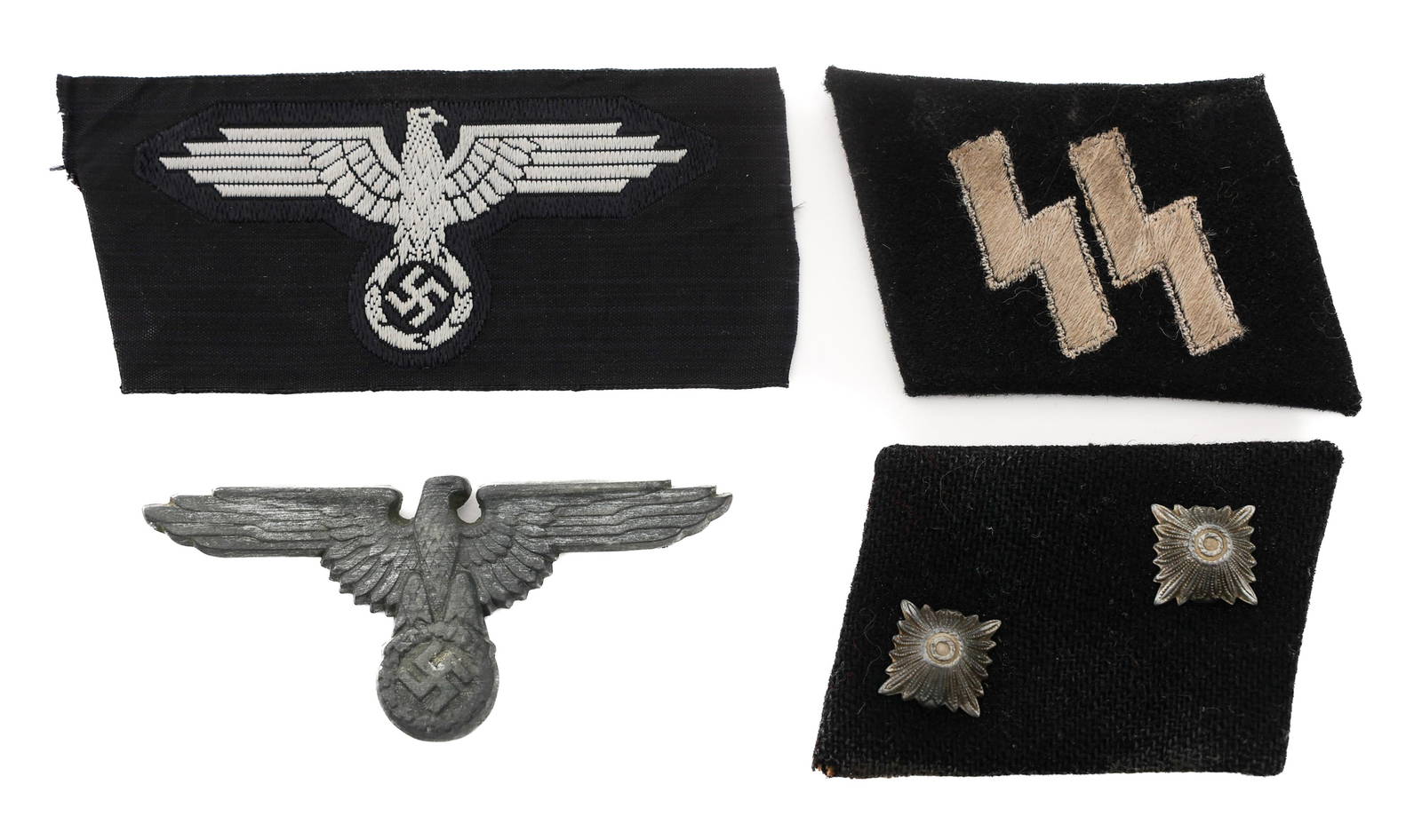 Wwii German Ss Badge, Breast Eagle & Collar Tabs Auction