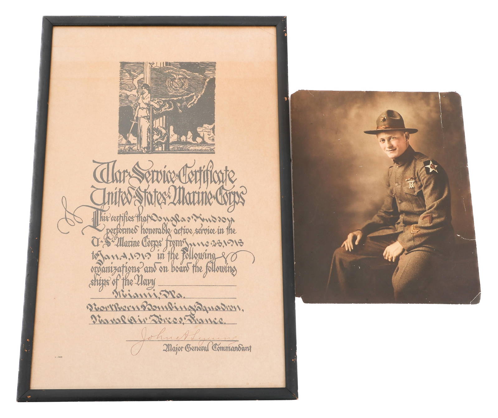Wwi Usmc Named Discharge Document & 2nd Div Photo Auction