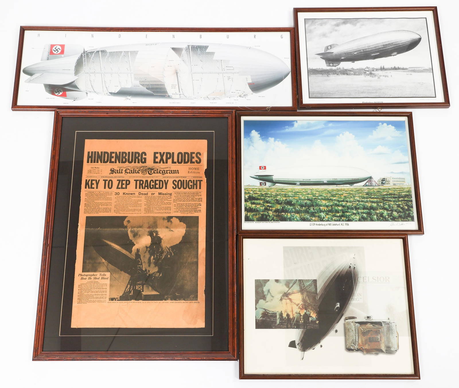 Hindenburg Lithograph, Diagram & Newspaper Auction
