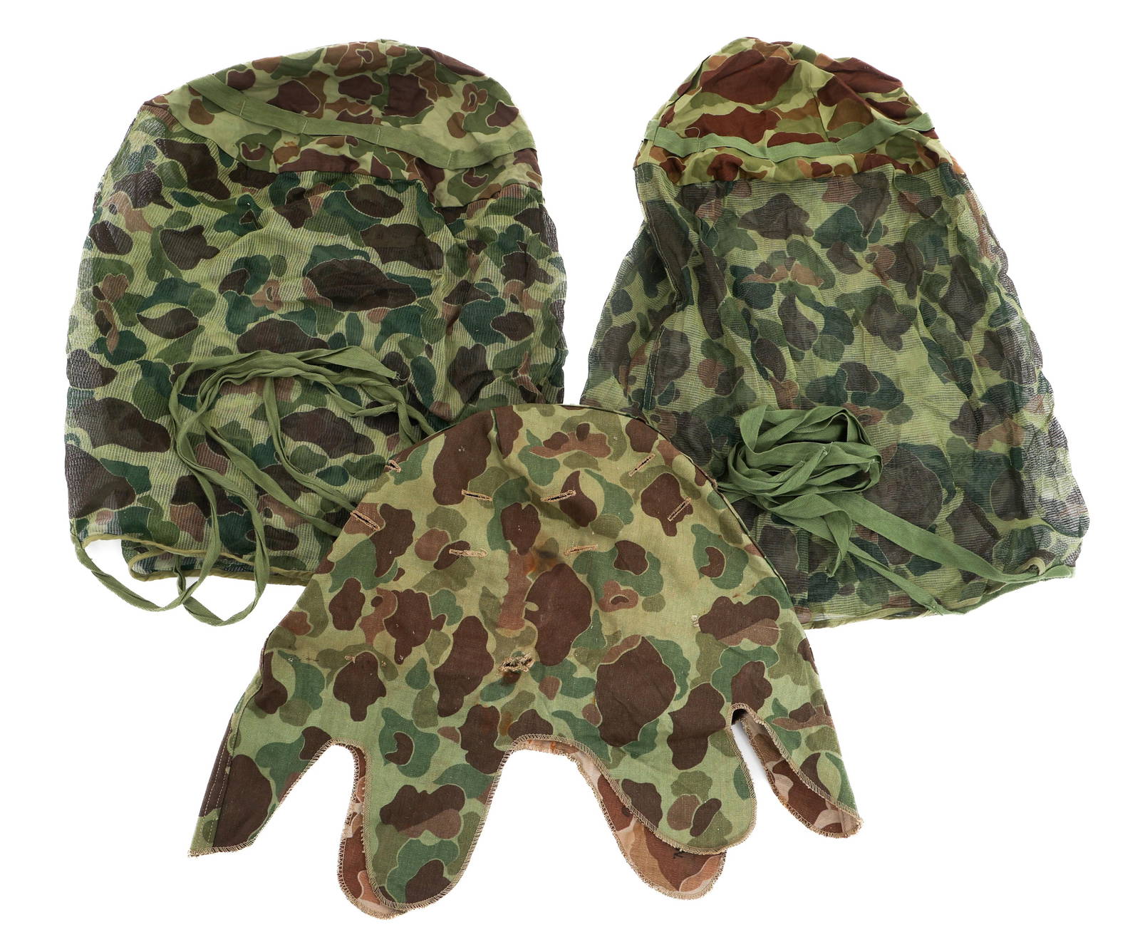 Wwii Usmc Camo Helmet Cover & Mosquito Netting Auction