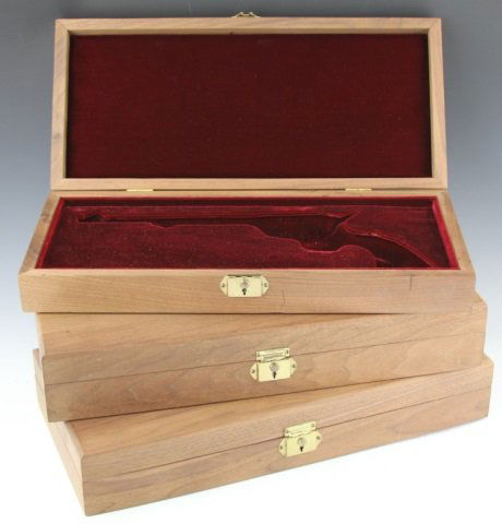 THREE WOOD REVOLVER DISPLAY CASES