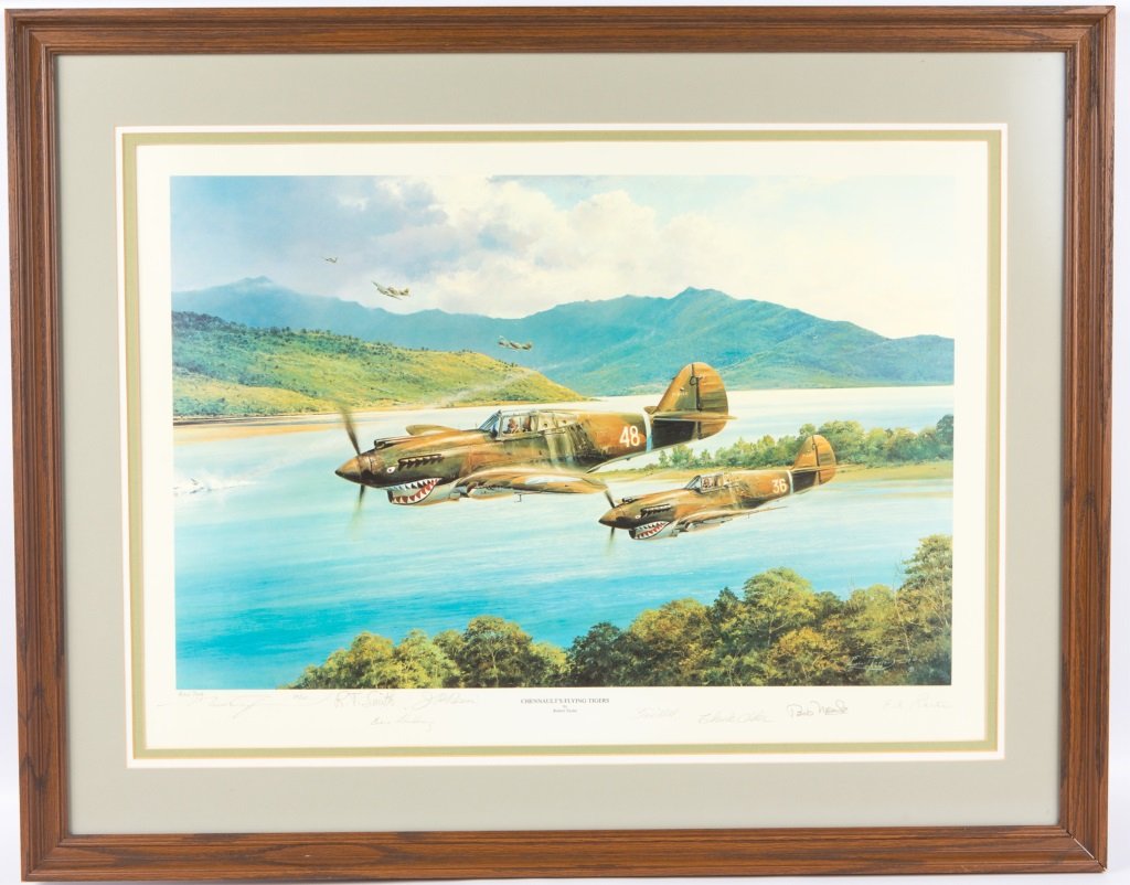 Robert Taylor Print Flying Tigers Signed By Pilots