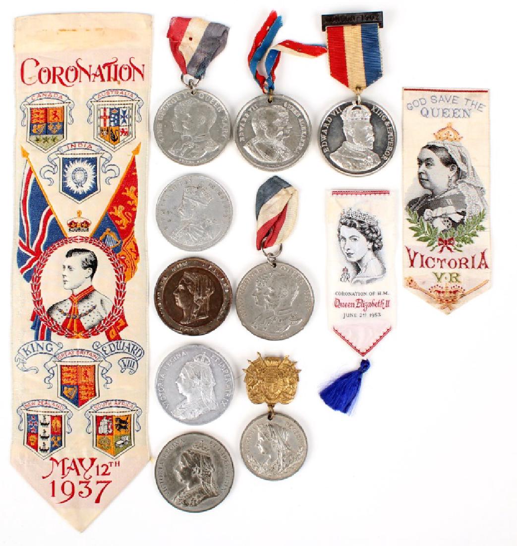 BRITISH COMMEMORATIVE RIBBON AND MEDAL LOT OF 12