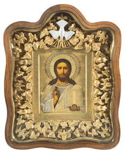 Ikone Mit Christus Pantokrator Mit Oklad