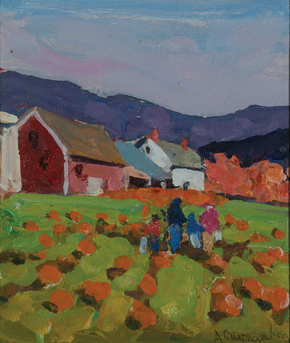 Alfred Chadbourn. "pumpkin Patch" Oil On Artist