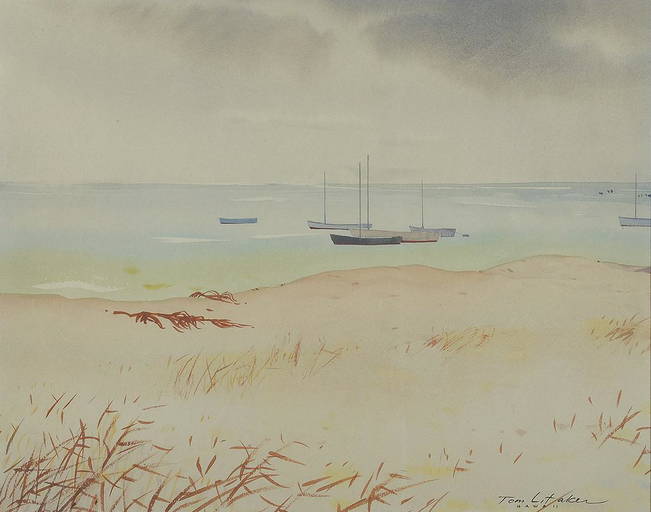 Tom Litaker (am. 1906 1976), Beach View With Sailboats