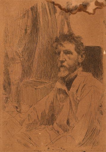 Anders Zorn Swedish 1860 1920 Augustus St Gaudens 1897 Etching On Paper Framed