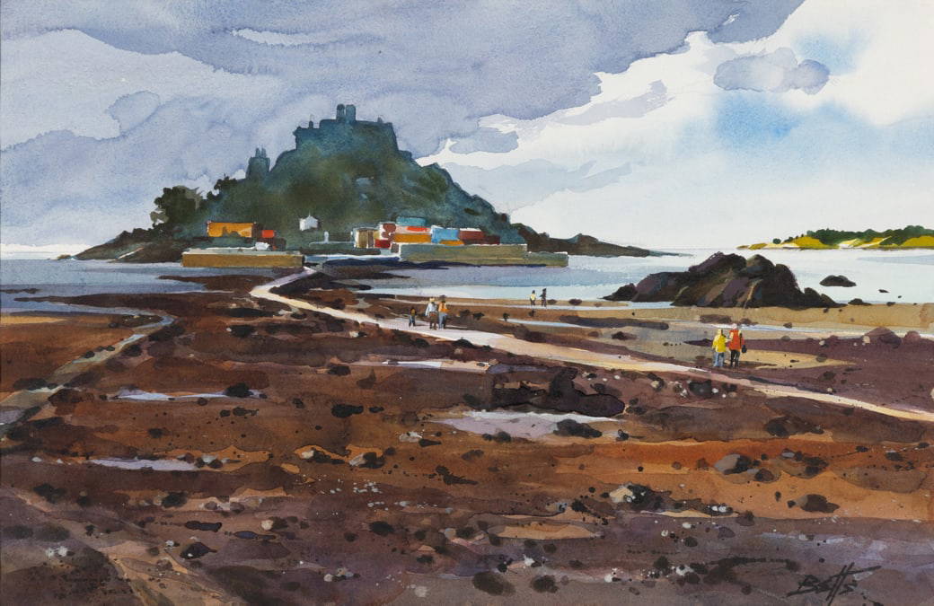 Edward Betts (am. 1920-2008), "passing Storm" (saint Michael's Mount) 1985, Watercolor On Paper ...