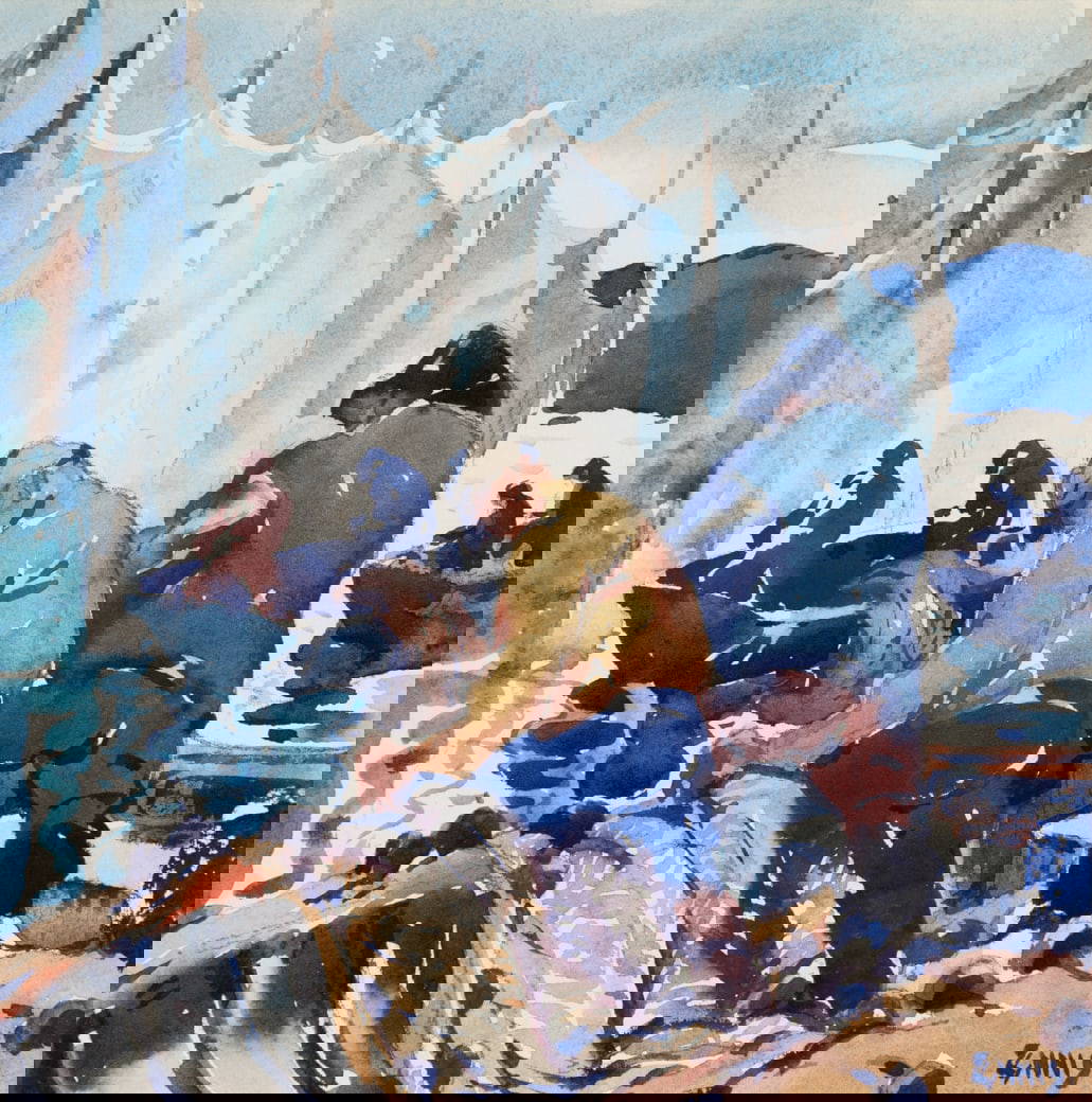 George Pearse Ennis (am. 1884-1936), Fishnets, 1934, Watercolor On ...