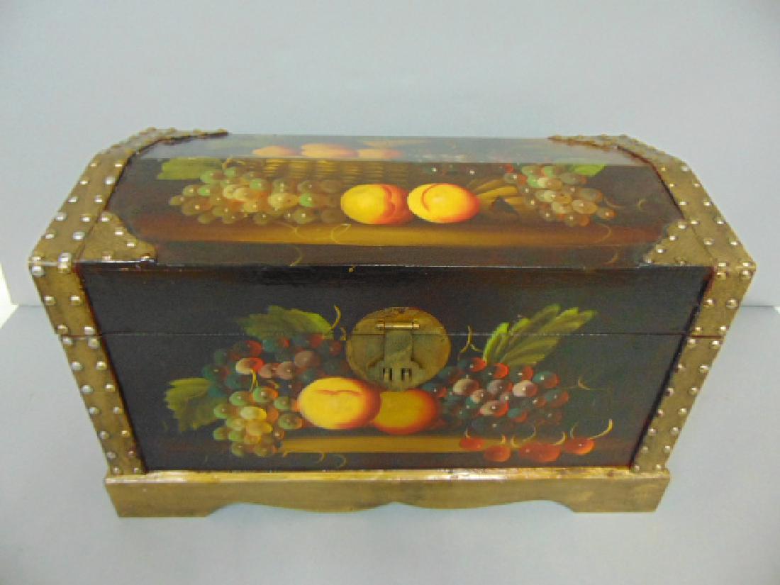 DECORATIVE HAND PAINTED TOLE CHEST DOCUMENT BOX