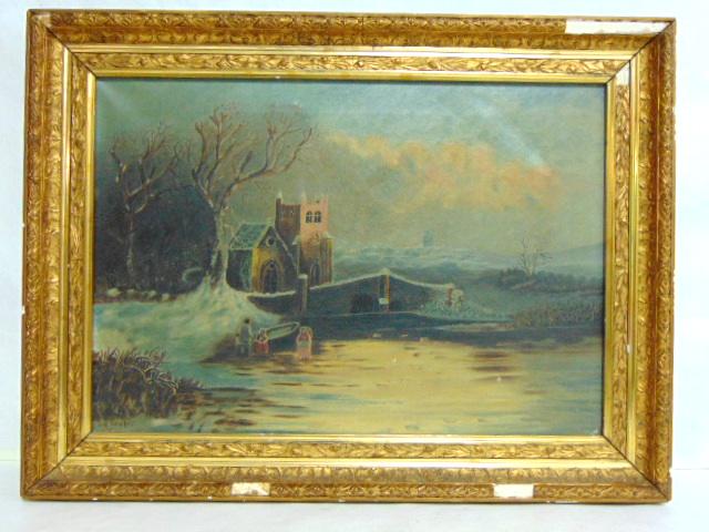ANTIQUE EUROPEAN WINTER SCENE PAINTING ON CANVAS - Mar 26, 2020 | Manny ...
