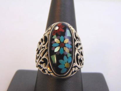 Sterling Silver Carolyn Pollack Inlay Ring