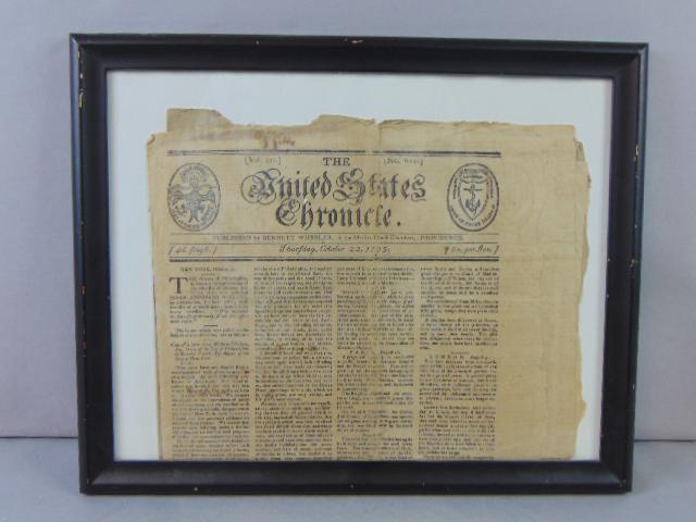 ANTIQUE 18TH C. PROVIDENCE RHODE ISLAND NEWSPAPER (#0350) on Sep 23 ...