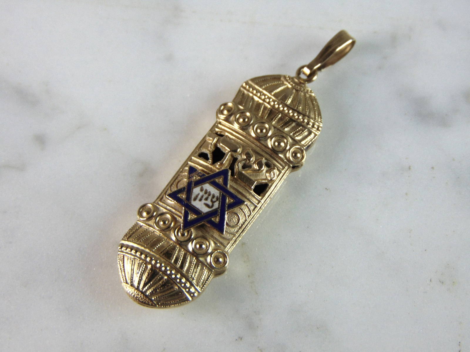 Vintage Estate 14k Yellow Gold Religious Jewish Pendant Auction