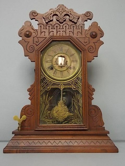 Antique Oak Waterbury Eastlake Style Gingerbread Clock