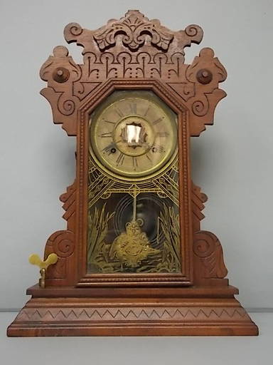 Antique Oak Waterbury Eastlake Style Gingerbread Clock