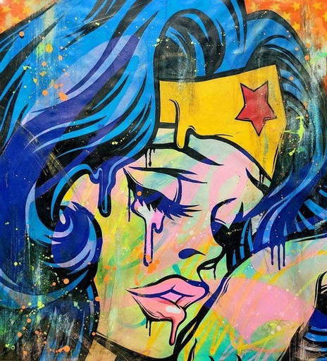 Buy UNIK - CRY BABY WONDER WOMAN - ORIGINAL CANVAS | ArtMeetsStreet x ...