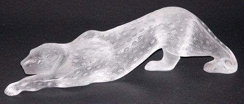 211: Lalique France Crystal Sculpture Leopard