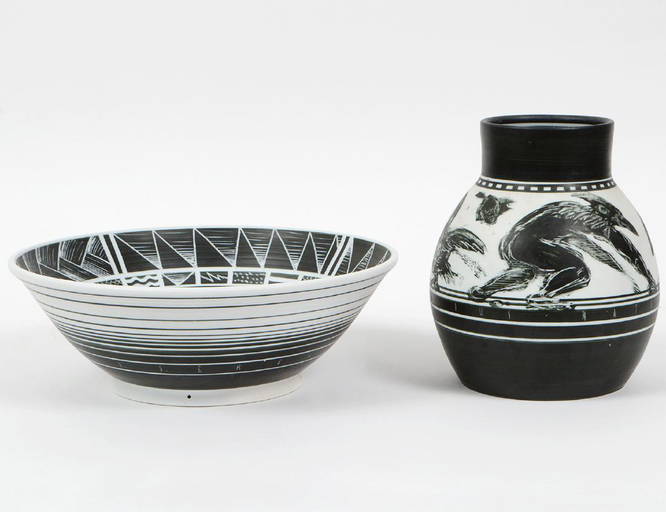 Two Edward Eberle Studio Ceramic Table Items