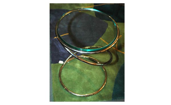 372A: Pace Modern Chrome Spiral Side Table With Inset P