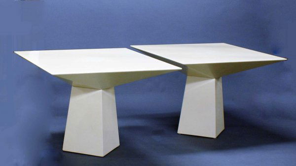 1037: PR LACQUERED GOAT SKIN DINING TABLES
