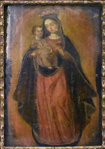CUZCO SCHOOL PAINTING, Virgin and Child, Oil on Wood, 24" x 16 1/2 ...