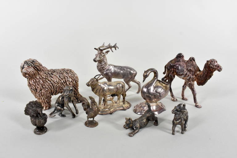 GROUP OF 10 MINIATURE SILVER/SILVERPLATE ANIMALS (#0139) on Dec 10 ...