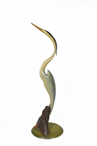 George Edenfield Wood Carved Heron Sculpture