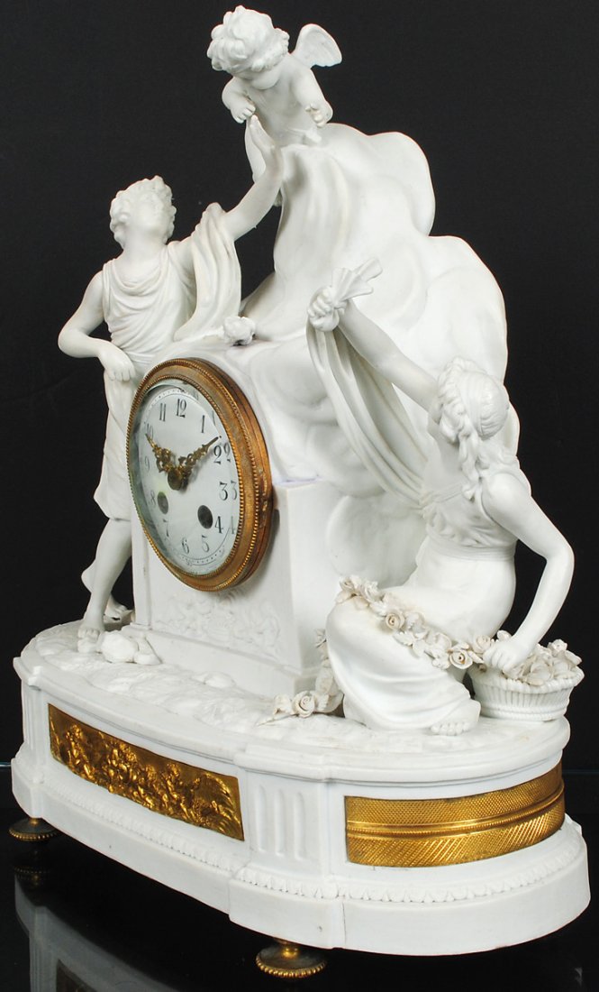 PARIAN-WARE MANTEL CLOCK