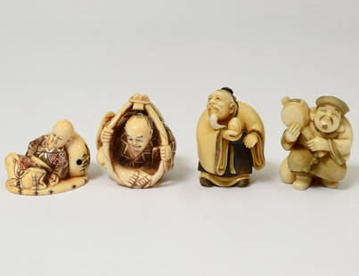 Ivory Chicken & Egg Netsuke, Signed