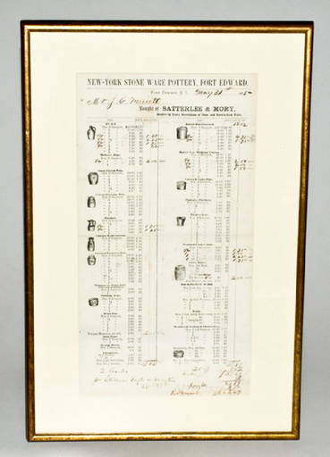 Framed Satterlee & Mory, New York Stone Ware Pottery,