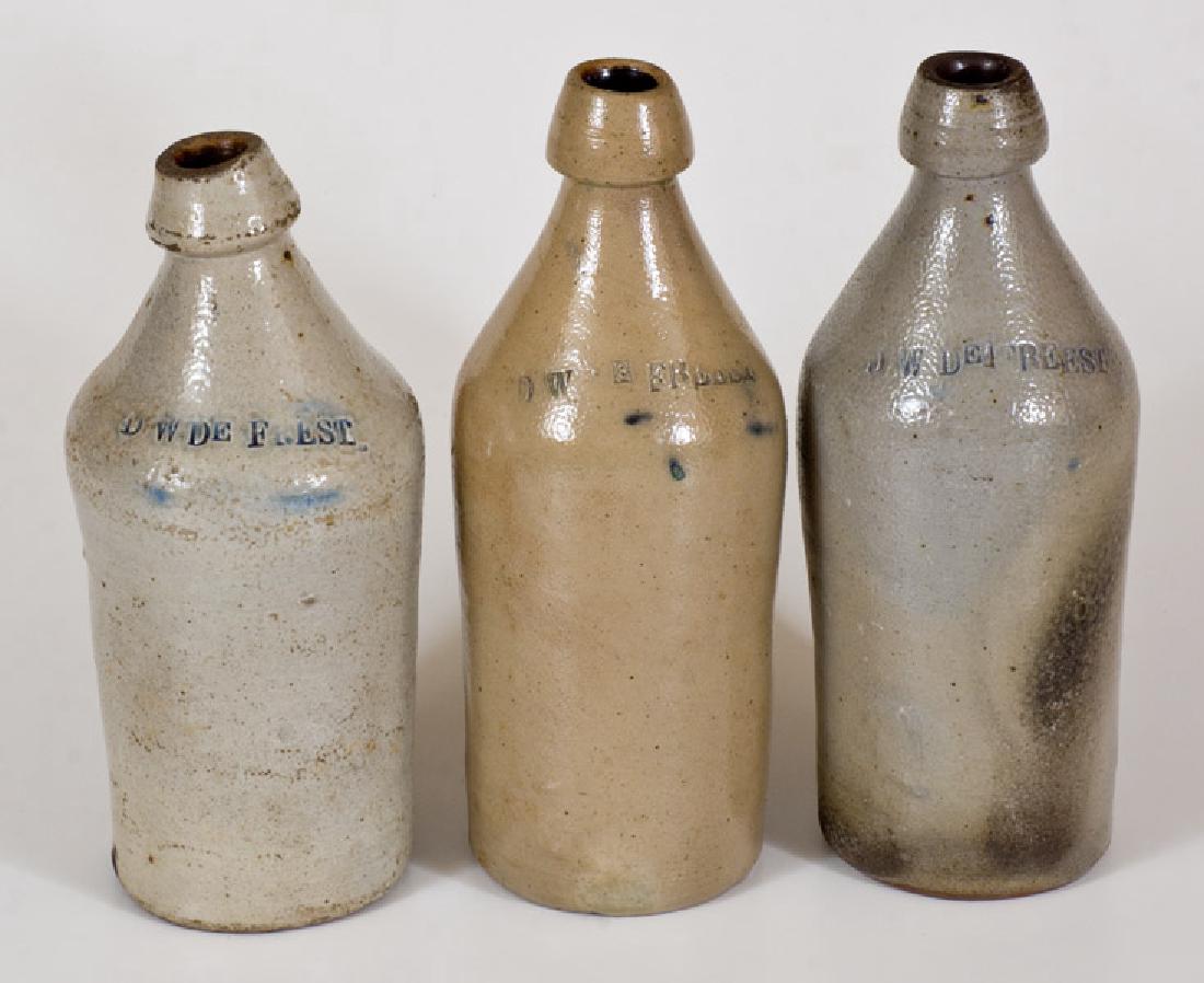 Lot of Three: D. W. DEFREEST Stoneware Bottles with