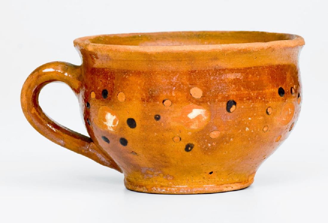 Very Rare Redware Cup with Floral Decoration attrib.