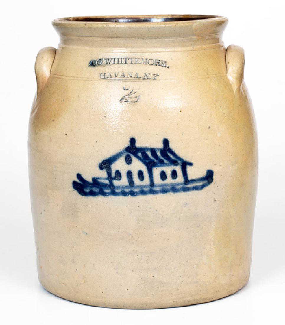 2 Gal. A. O. WHITTEMORE / HAVANA, NY Stoneware Jar w/ 2 Gal. A. O. WHITTEMORE / HAVANA, NY Stoneware Jar w/