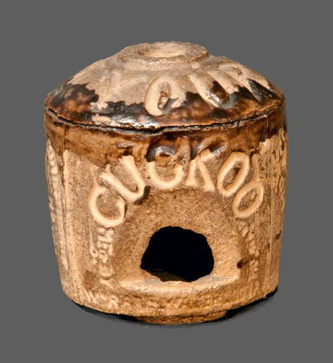 Profusely Inscribed Stoneware Cuckoo Whistle