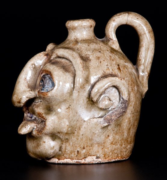 Outstanding Edgefield Stoneware Face Jug with