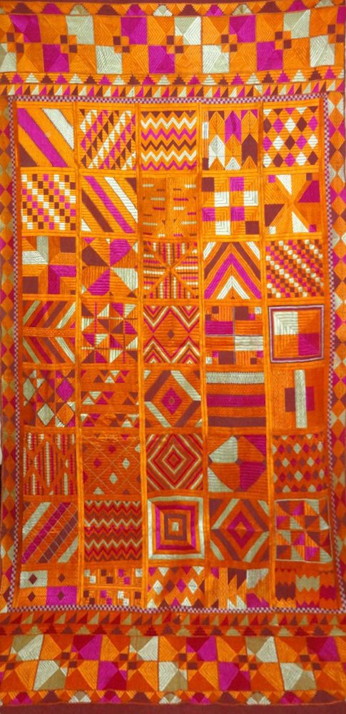 Rare Bawan Bagh Phulkari Shawl - Antique Indian Textile