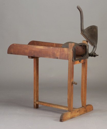 158: Antique corn chopper, floor-standing woo