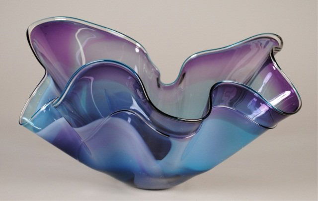 Free Form Art Glass Bowl Signed Susan Glass '95