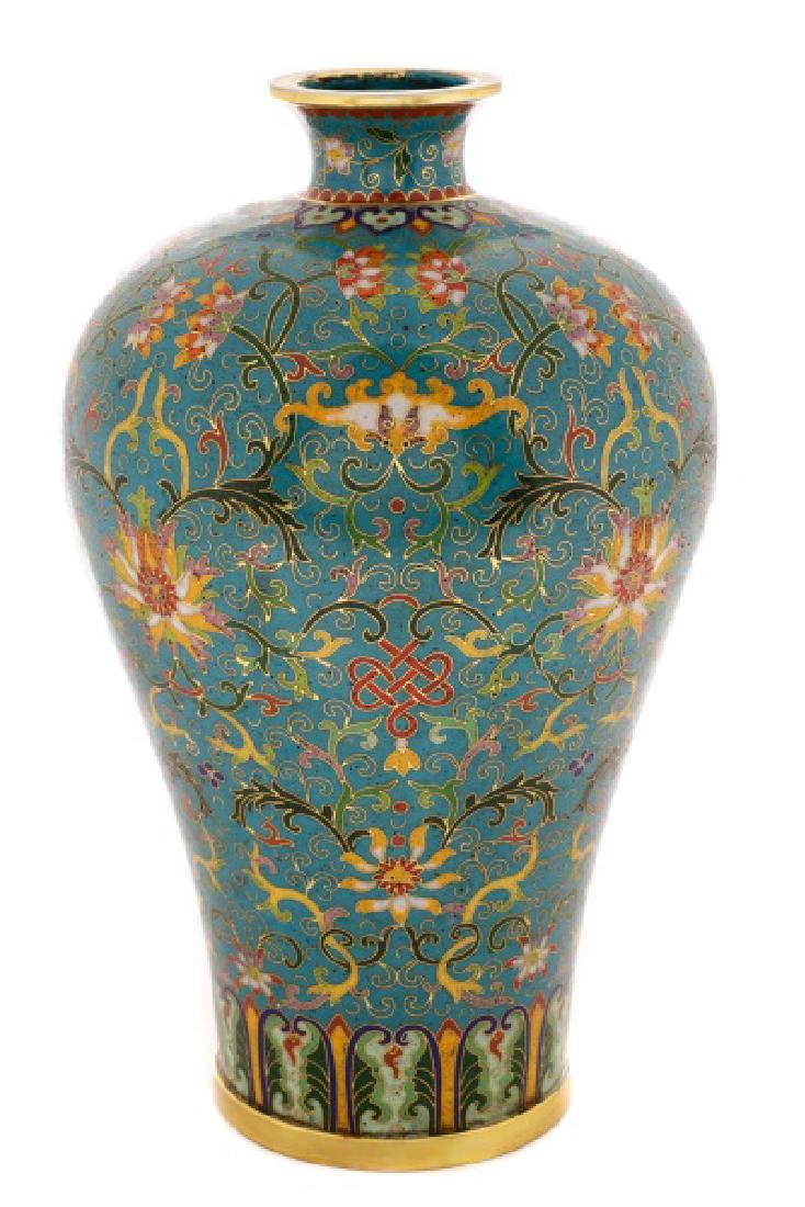 Chinese Late Qing Lao Tian Li Cloisonne Vase