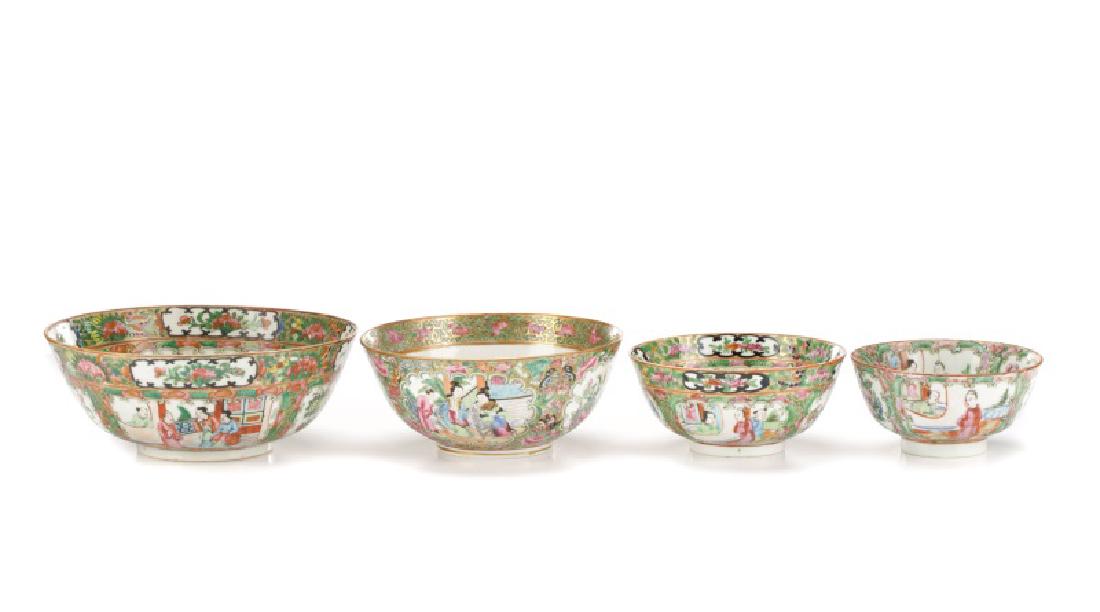 4 Chinese Export Rose Medallion Graduated Bowls
