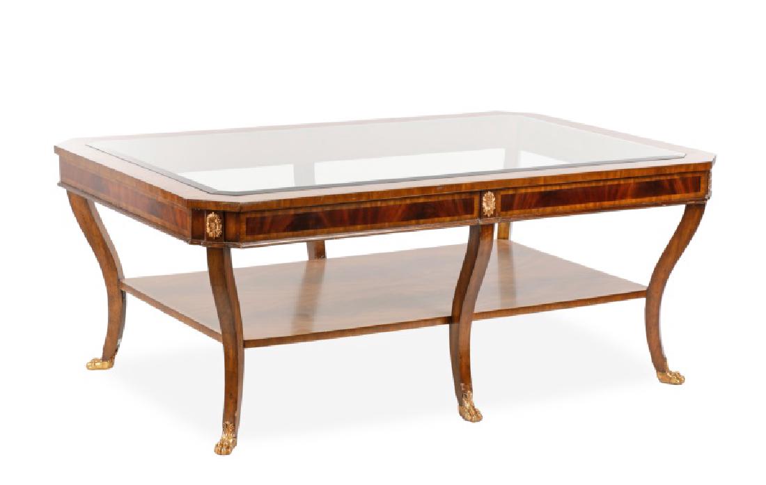 Maitland Smith Mahogany and Glass Coffee Table