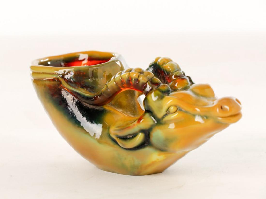 Chinese Figural Glass Rhyton Drinking Cup