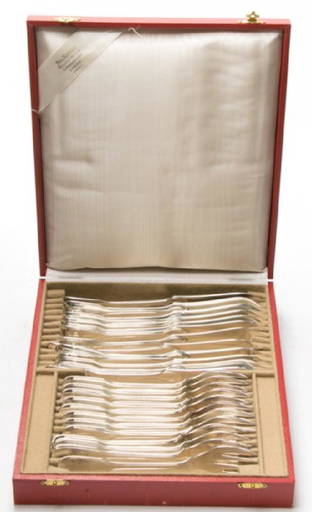 24pc .835 Silver Fish Set W/ Box, Louis Wolfers