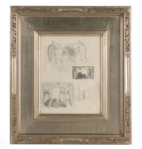 John Ulbricht Figural Pencil Sketch, Signed