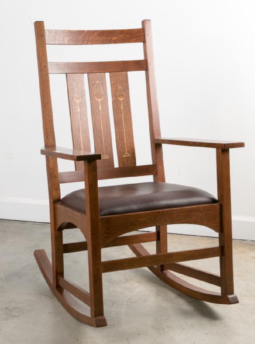 Stickley "Harvey Ellis" Inlaid Oak Rocker - Apr 22, 2018 | Ahlers ...